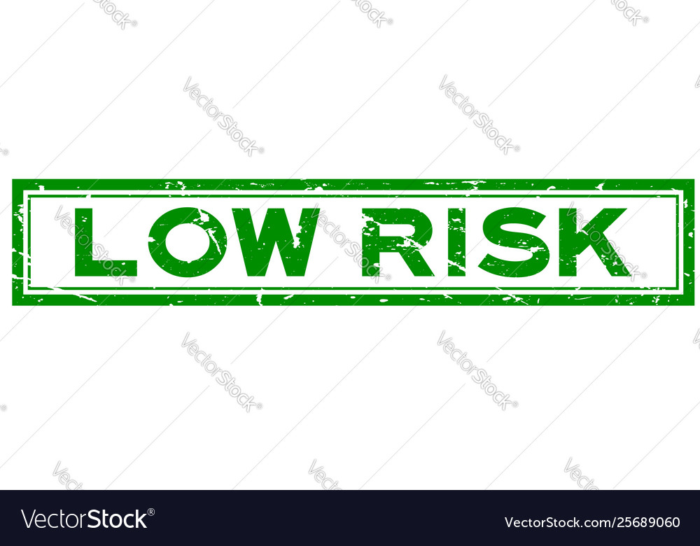 Grunge green low risk word square rubber seal Vector Image