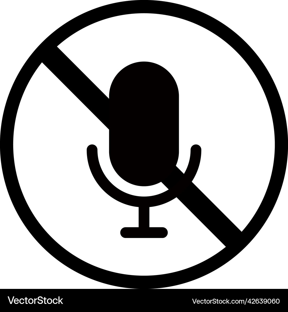 Microphone mute icon indicates voice off or noisy Vector Image