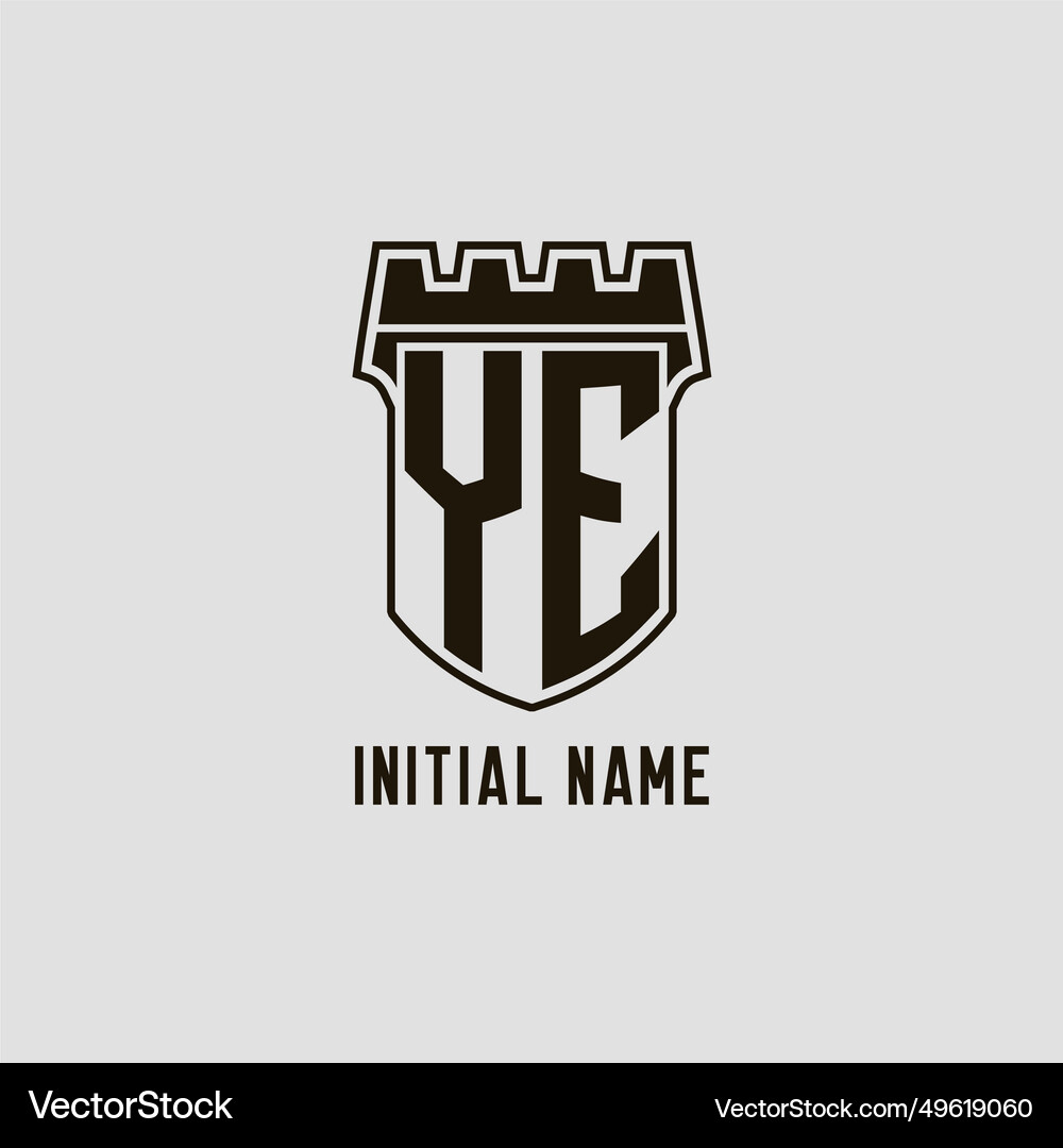 Monogram ye with shield fortress logo design style
