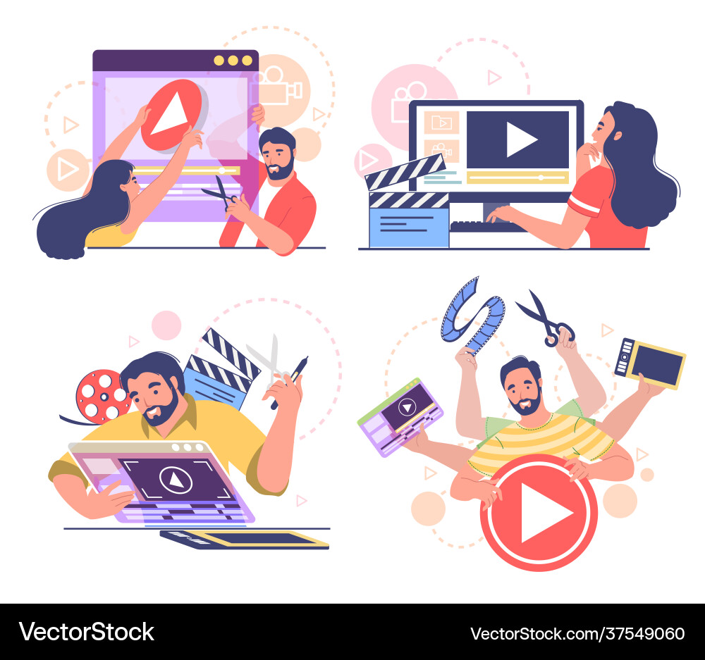 Motion graphic video designer animator character Vector Image