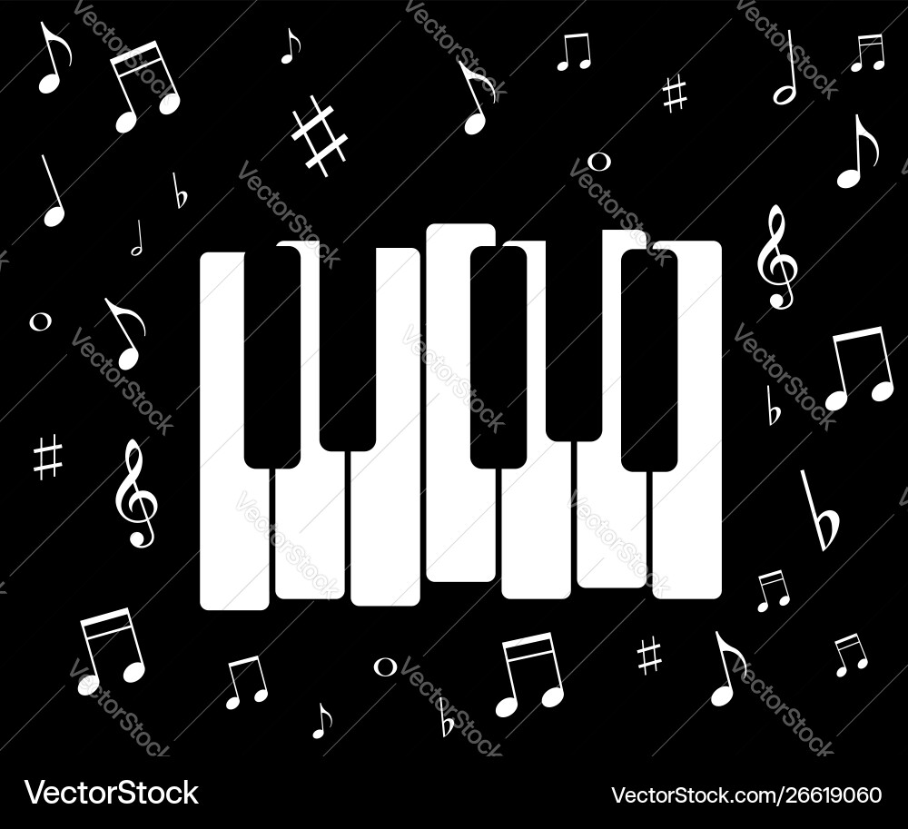 Music icon with piano and musical notes Royalty Free Vector