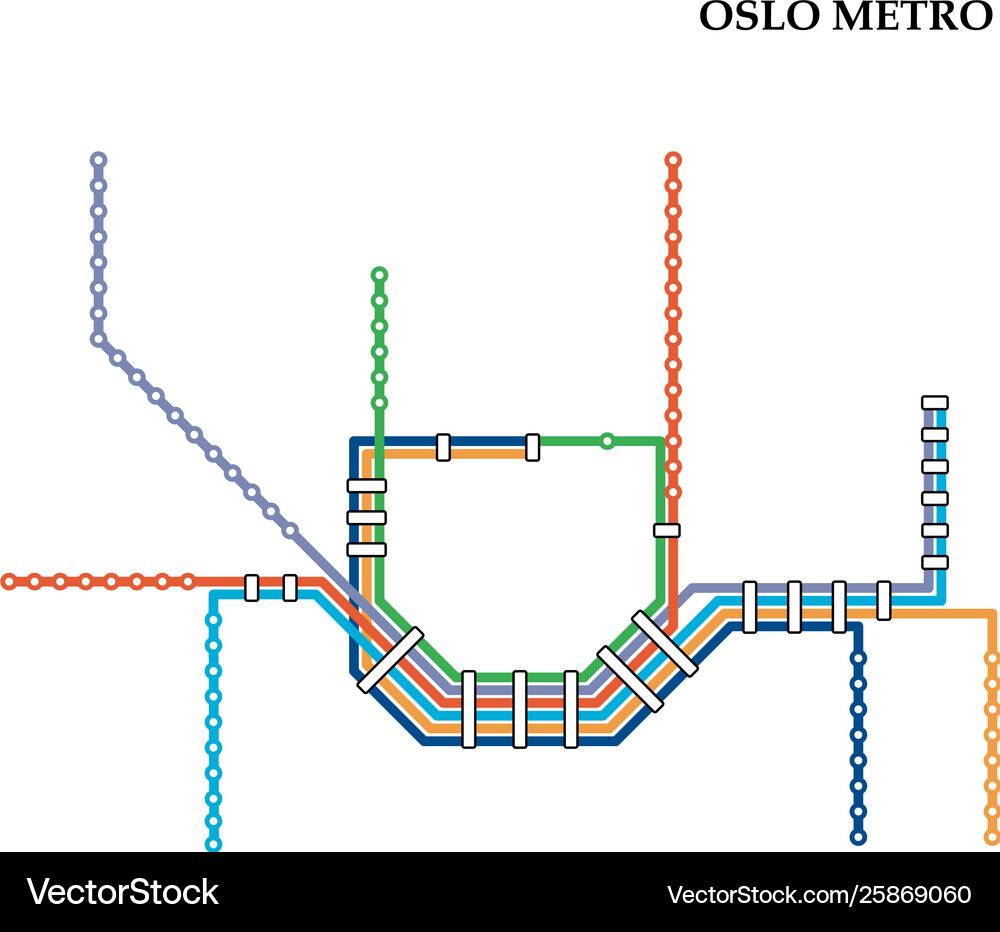 Oslo Metro Map - City Transportation Royalty Free Vector