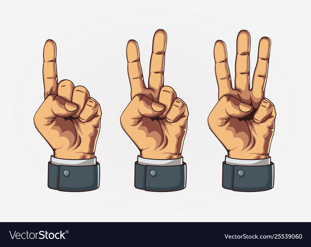 Set counting one two three hand sign three Vector Image