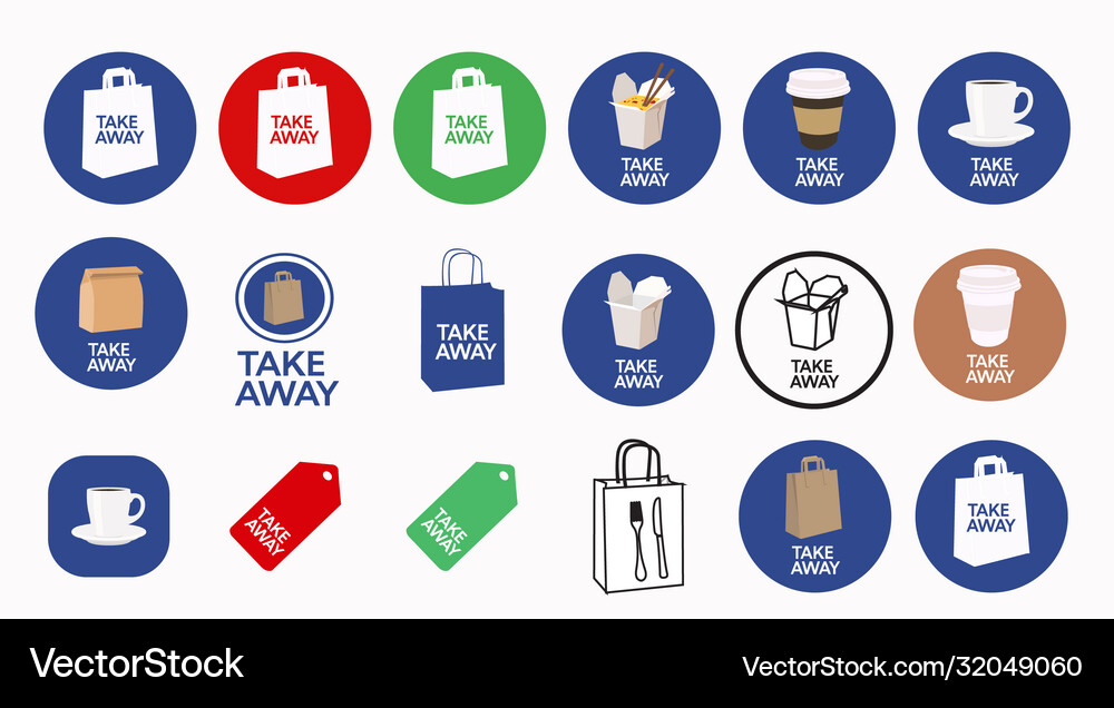 Set take away icons Royalty Free Vector Image - VectorStock