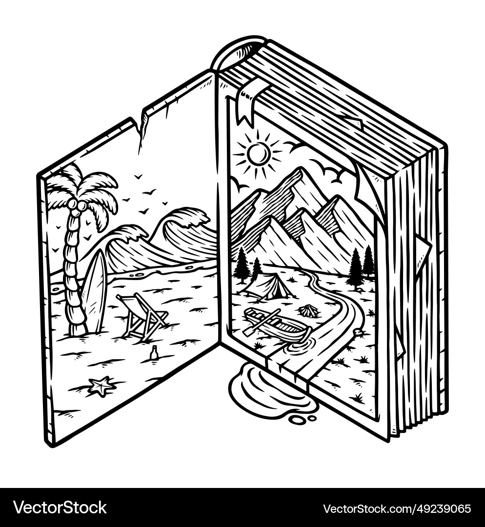 Adventure stories in old book Royalty Free Vector Image