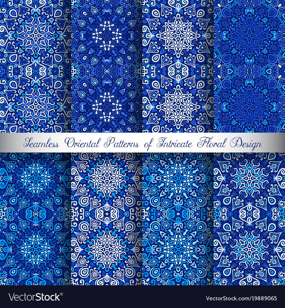 Blue arabesque patterns Royalty Free Vector Image