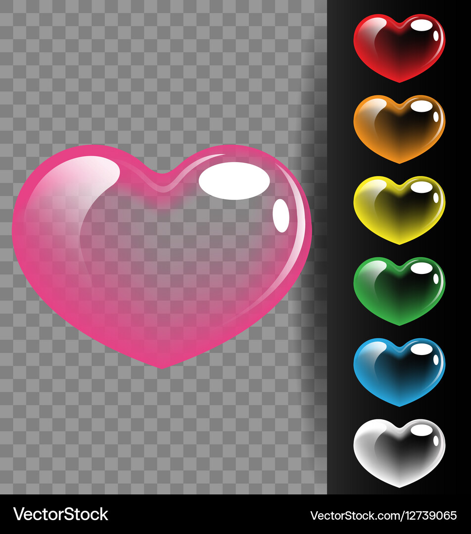 Colorful heart translucent on black background Vector Image