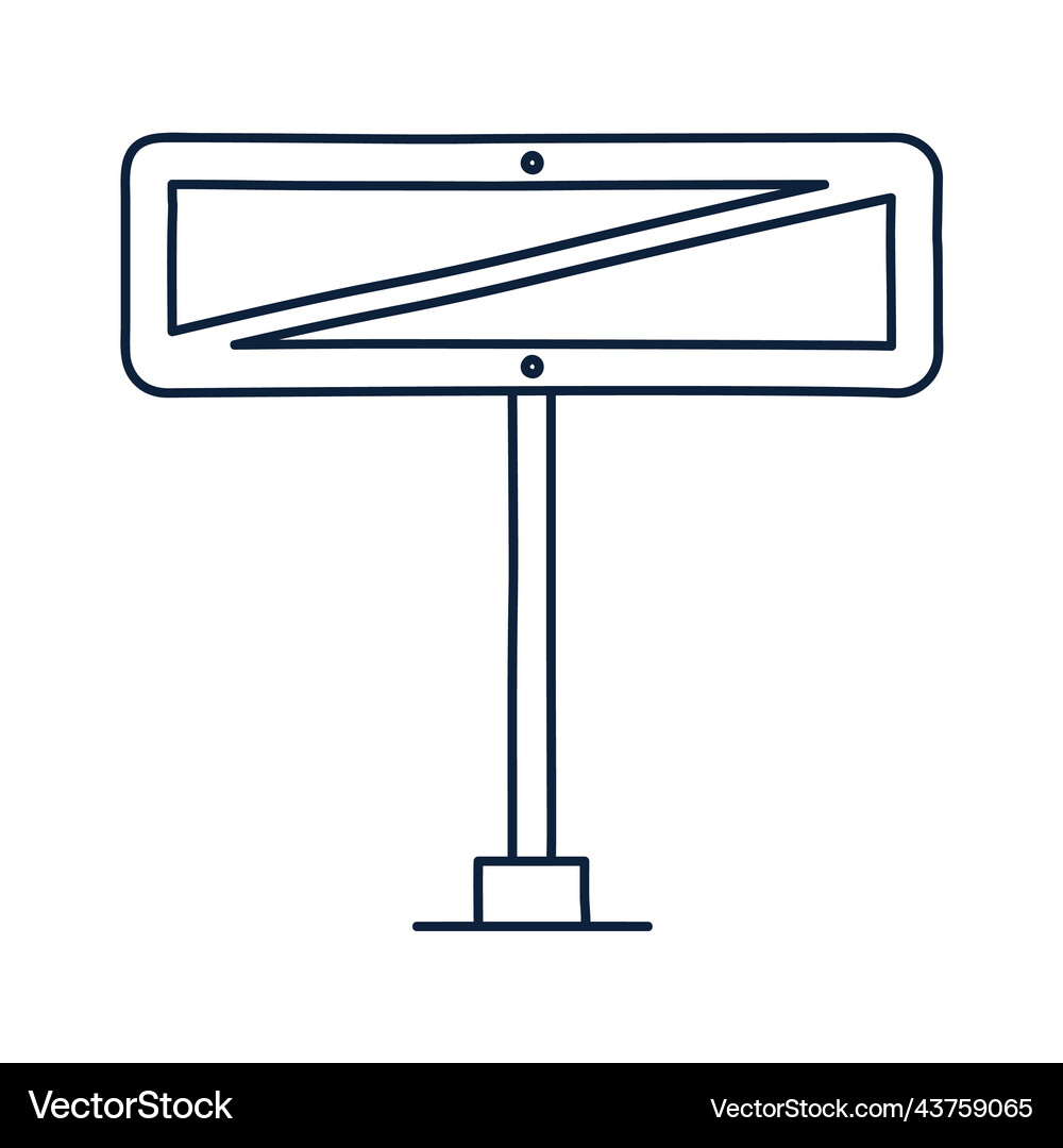 Crossed out rectangle road sign icon in doodle Vector Image