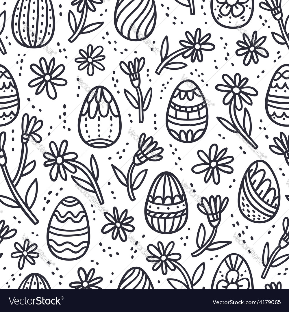 Decorative easter doodle eggs seamless pattern Vector Image