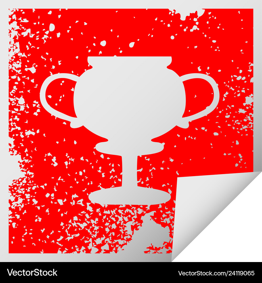 Distressed square peeling sticker symbol gold Vector Image