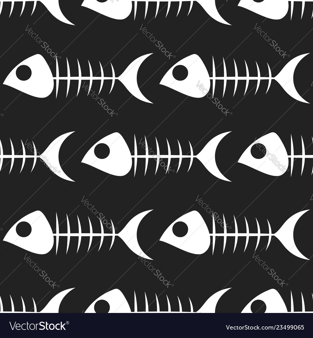 Fish bone pattern on white background Royalty Free Vector