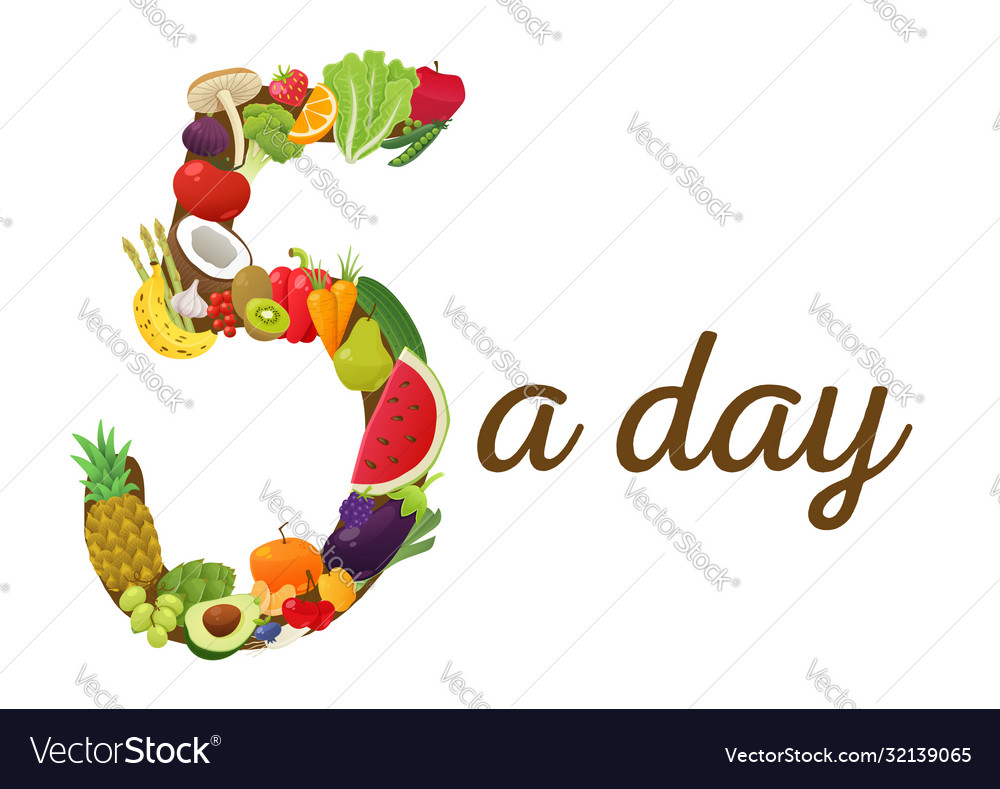 Five a day concept Royalty Free Vector Image - VectorStock
