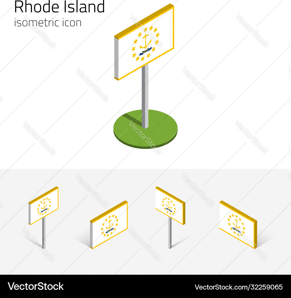 Flag rhode island usa 3d isometric icon Royalty Free Vector