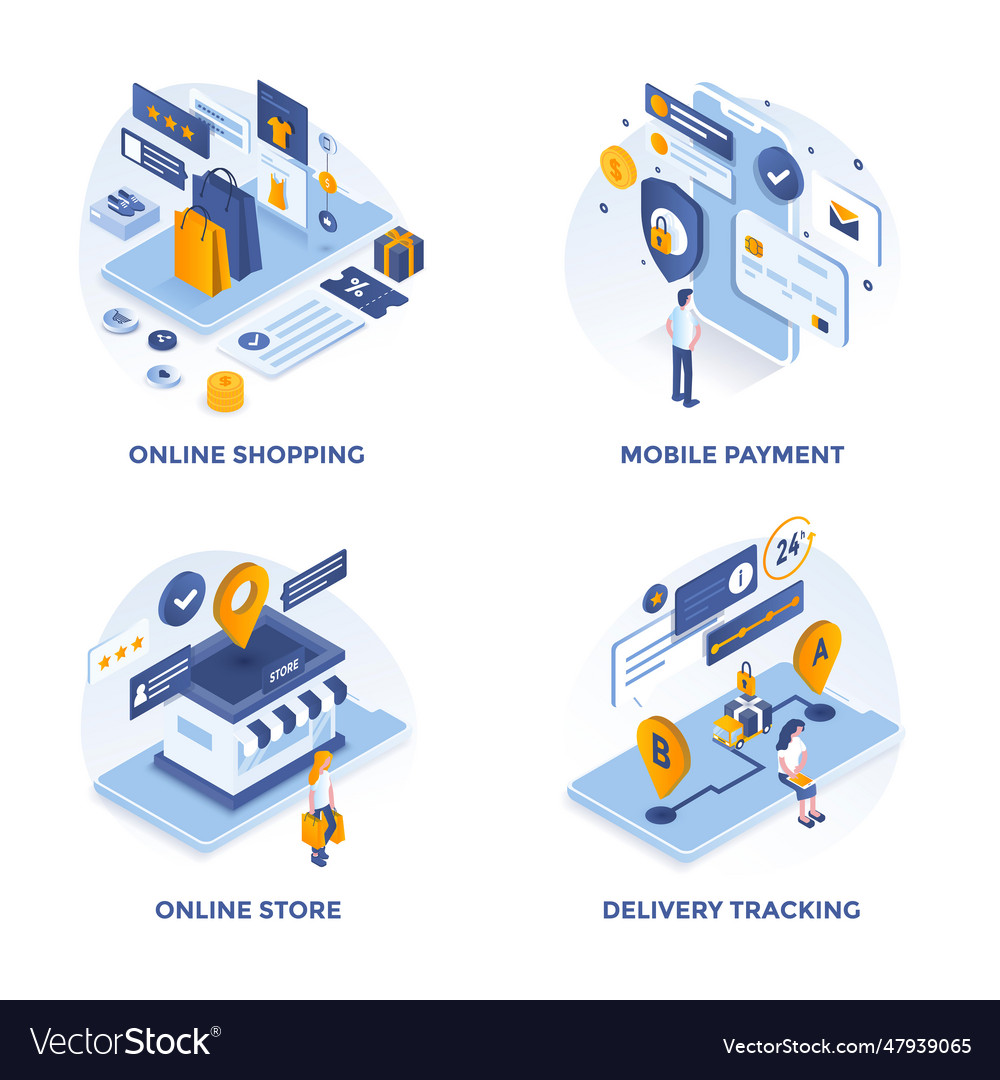 Flat color modern isometric concepts design 8 Vector Image