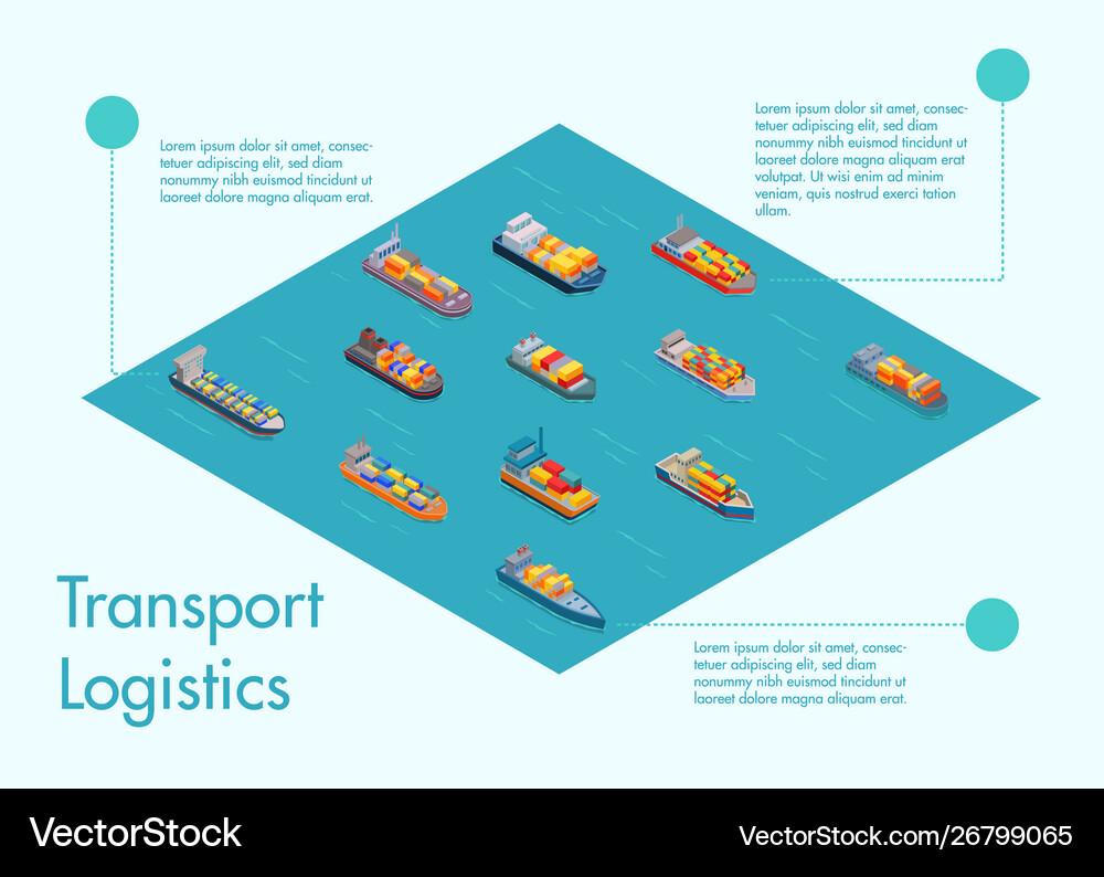 Freight sea transport infographics 3d Royalty Free Vector