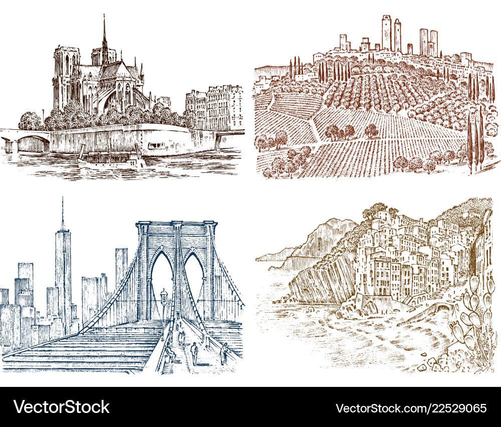 Historical architecture with buildings and Vector Image