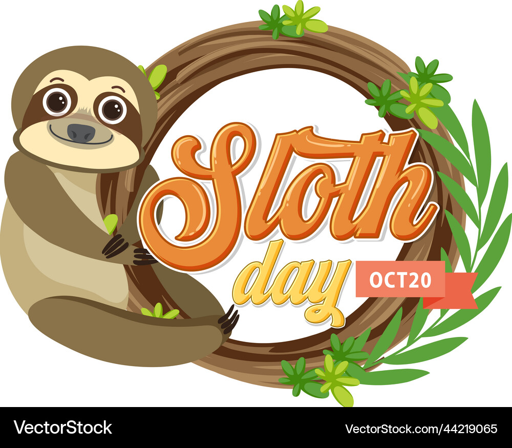 International sloth day banner concept Royalty Free Vector