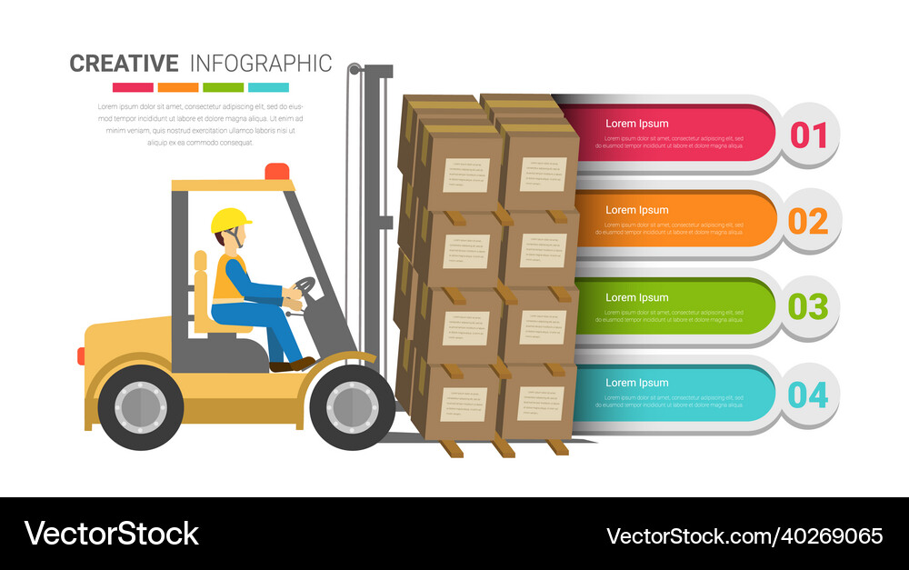 Logistics infographic forklift truck Royalty Free Vector