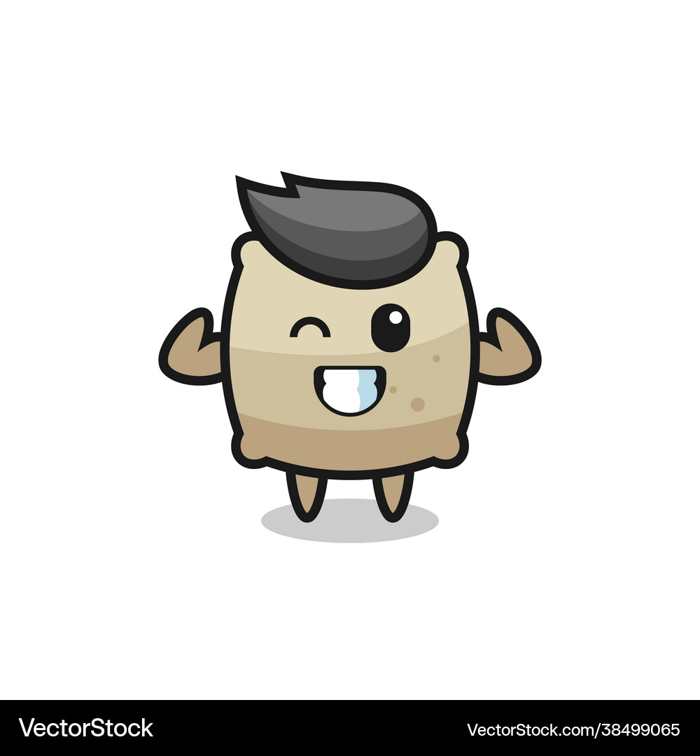 Muscular sack character is posing showing his Vector Image