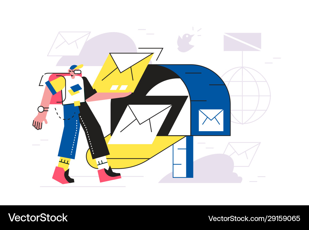 Person sending letter via post box Royalty Free Vector Image
