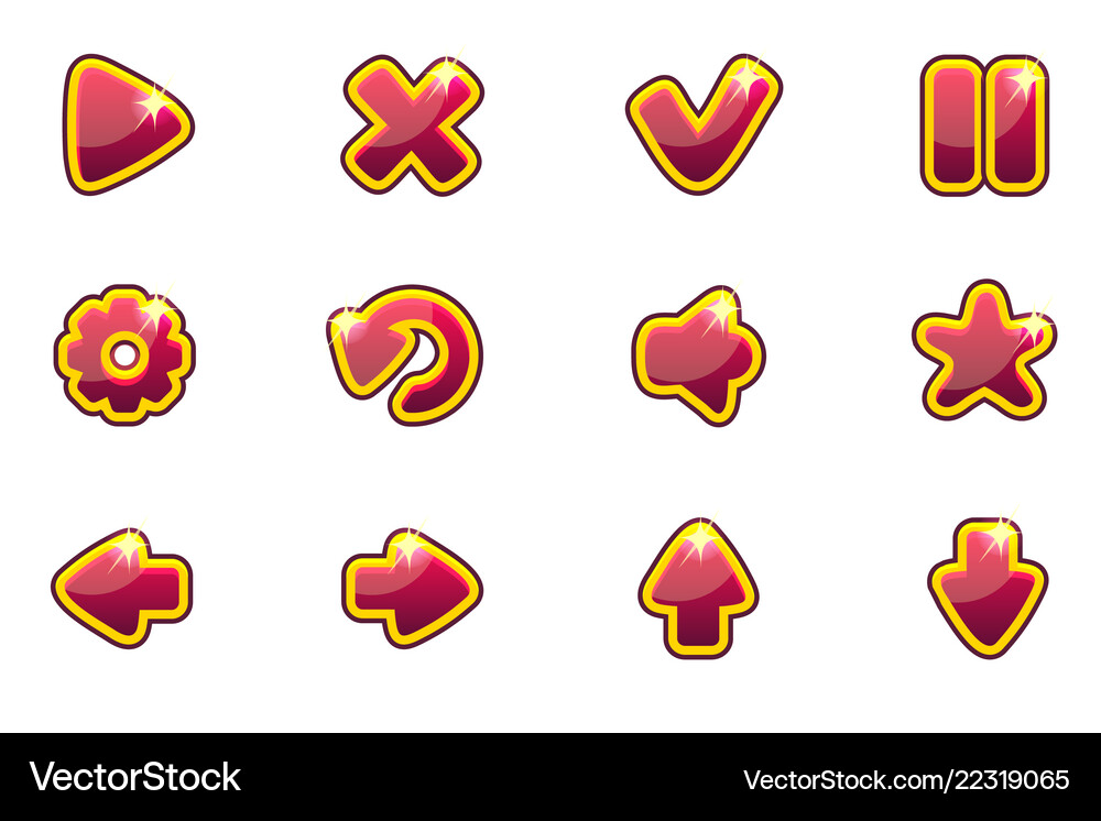 Red collection set glass buttons for ui Royalty Free Vector