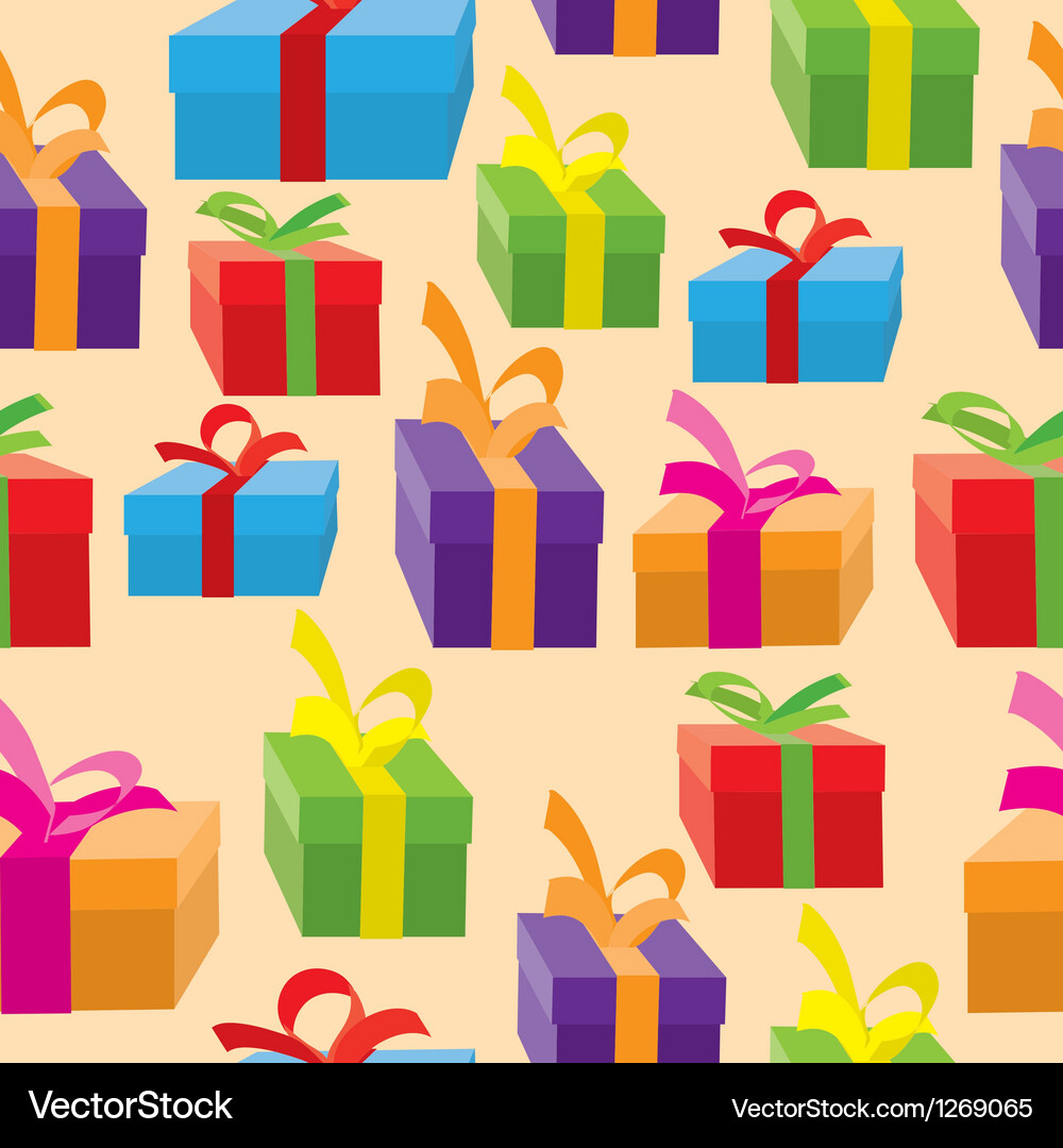 Seamless background of gift boxes Royalty Free Vector Image