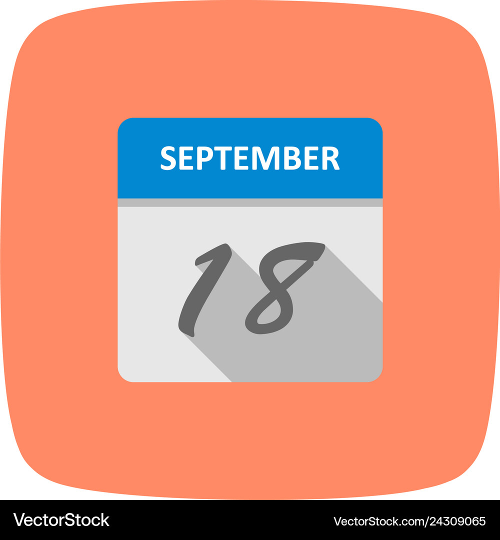 September 18th date on a single day calendar Vector Image