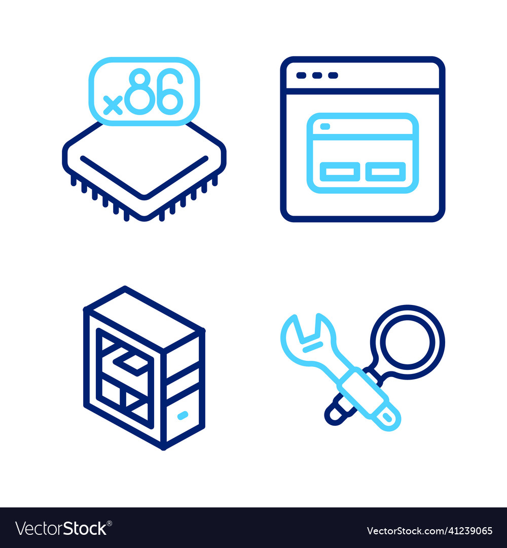 Set line debugging computer search engine Vector Image