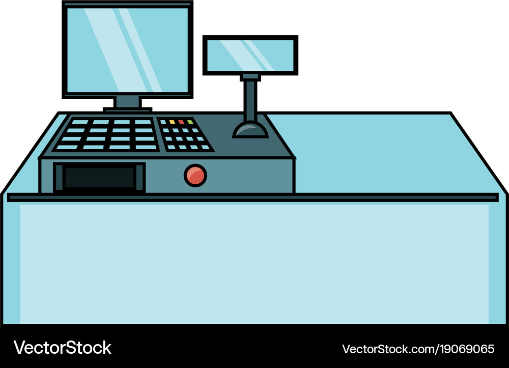 Supermarket cash register design Royalty Free Vector Image