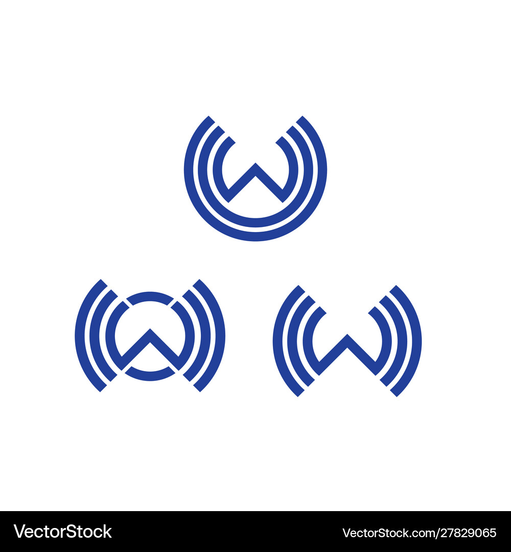 W letter wireless logo icon set Royalty Free Vector Image