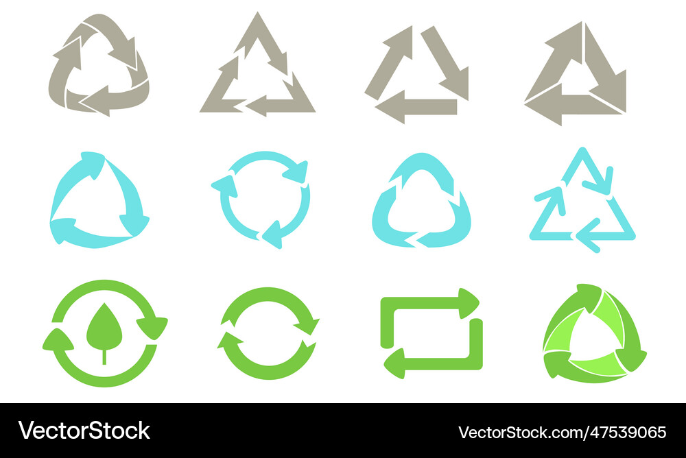 Waste recycling signs set Royalty Free Vector Image