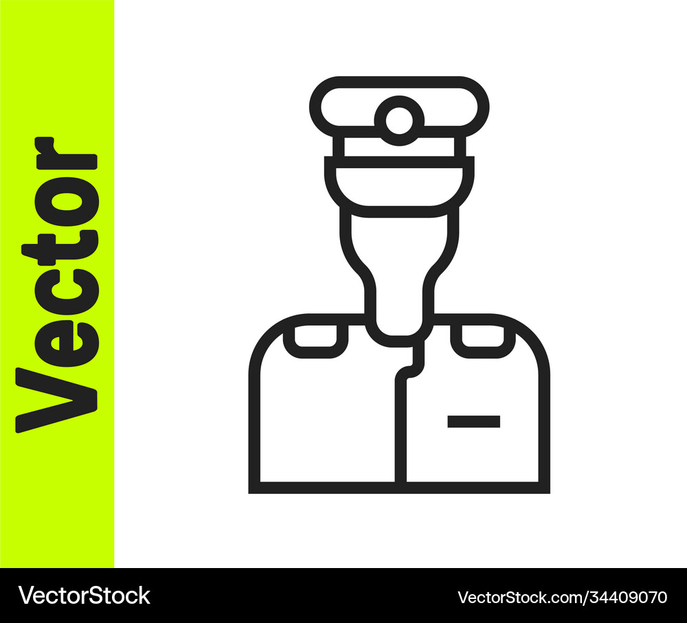 Black line captain ship icon isolated on white Vector Image