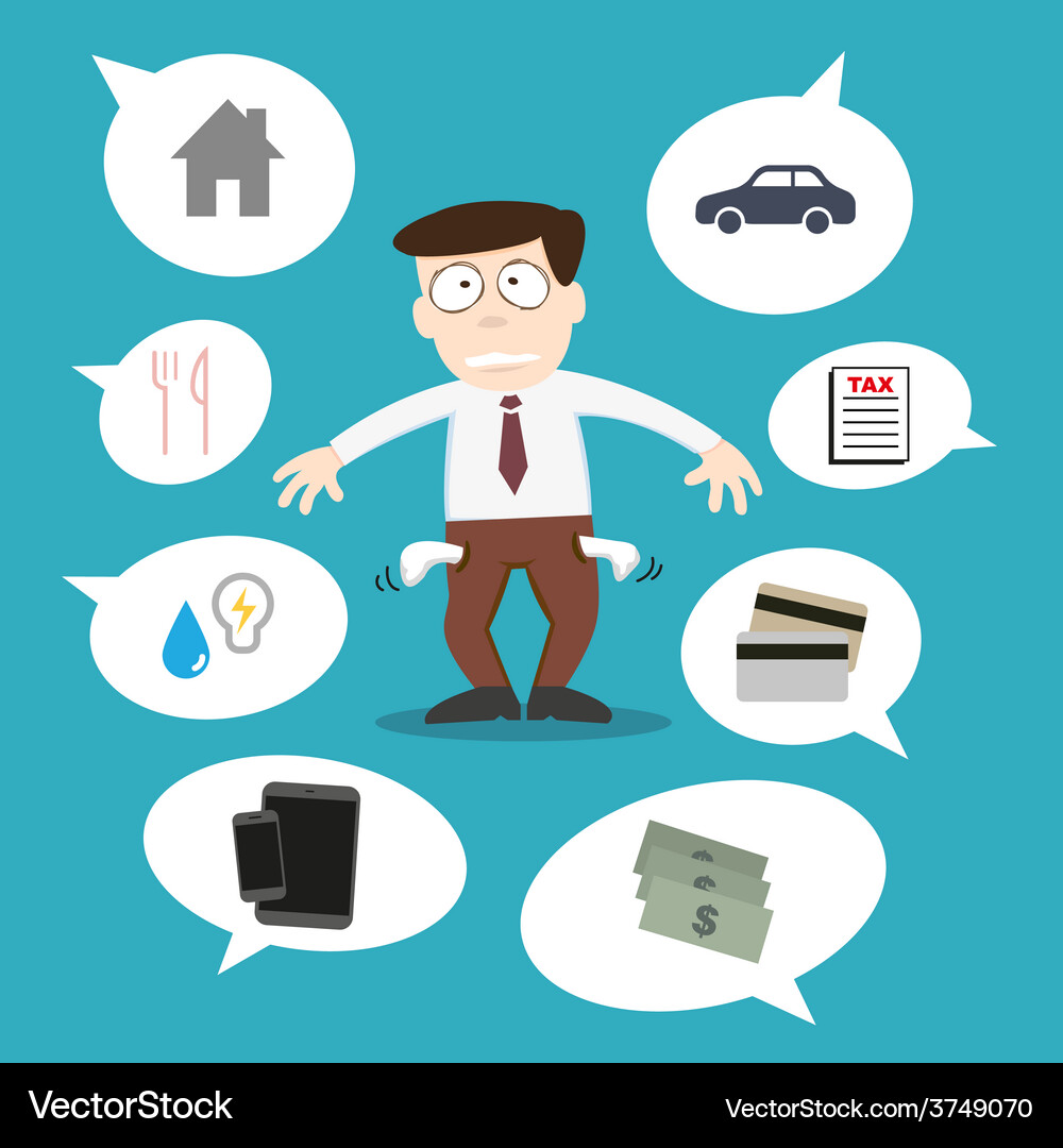 Business man with financial issue Royalty Free Vector Image