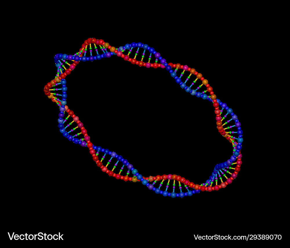 Dna strand in form circle isolated on black Vector Image