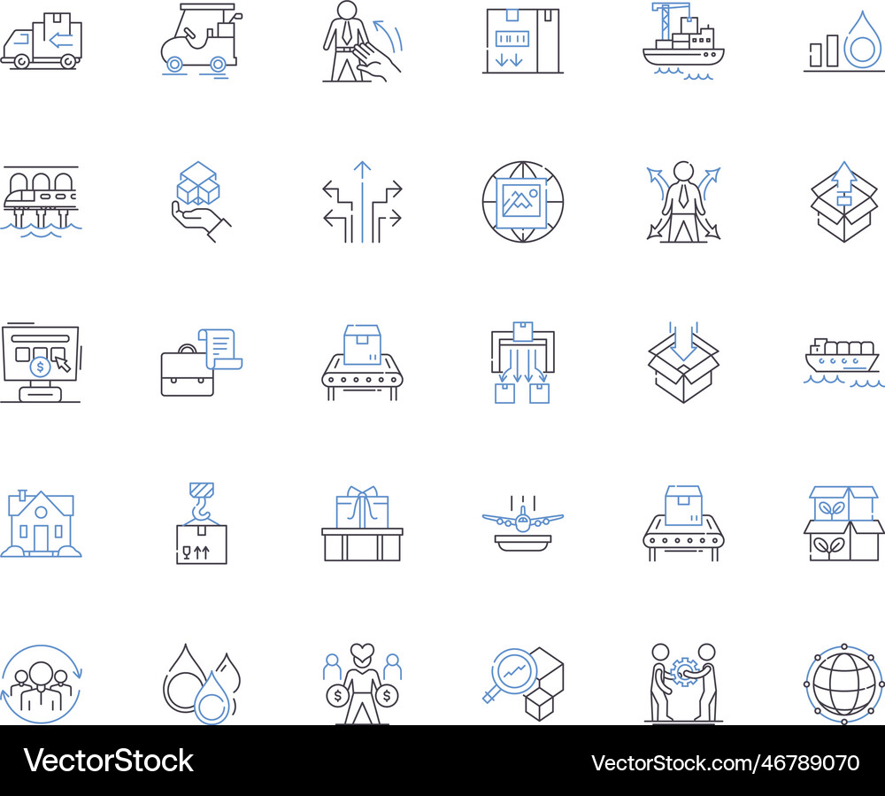 Express shipments line icons collection expedited Vector Image