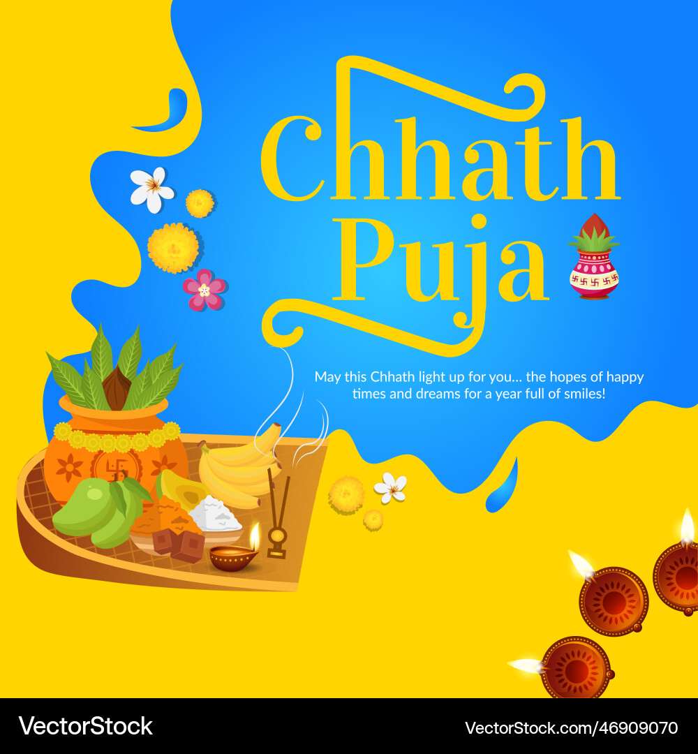 Happy chhath puja banner design template Vector Image