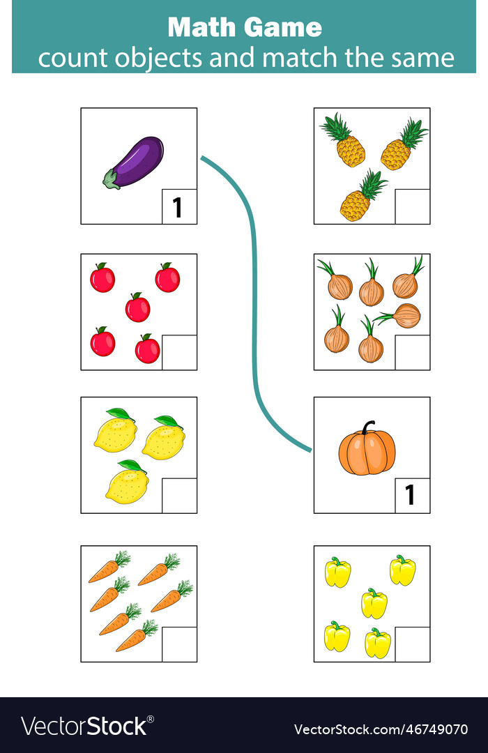 Math educational game for children matching Vector Image