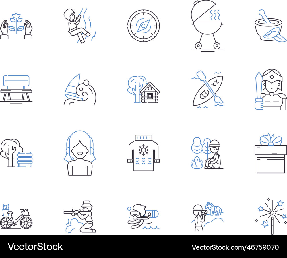 Mindfullness outline icons collection meditation Vector Image