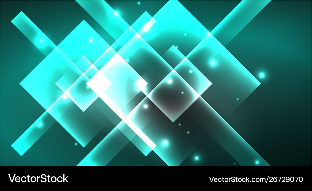 Neon shiny color squares on black modern template Vector Image