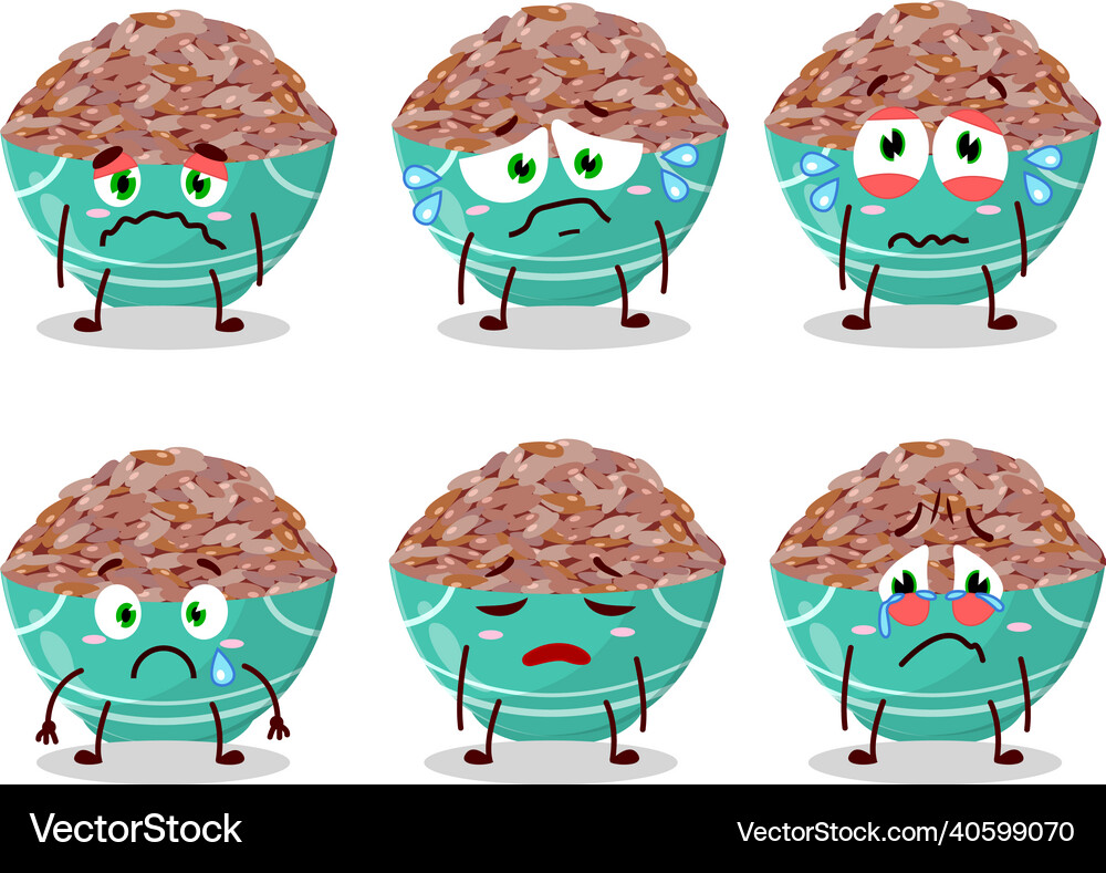 Red cargo rice cartoon character with sad Vector Image