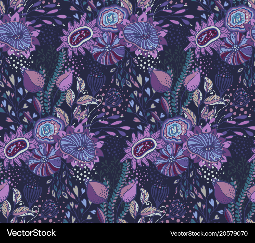 Seamless pattern with hand drawn floral fantasy Vector Image