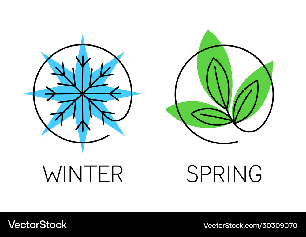 Seasons linear icons set Royalty Free Vector Image