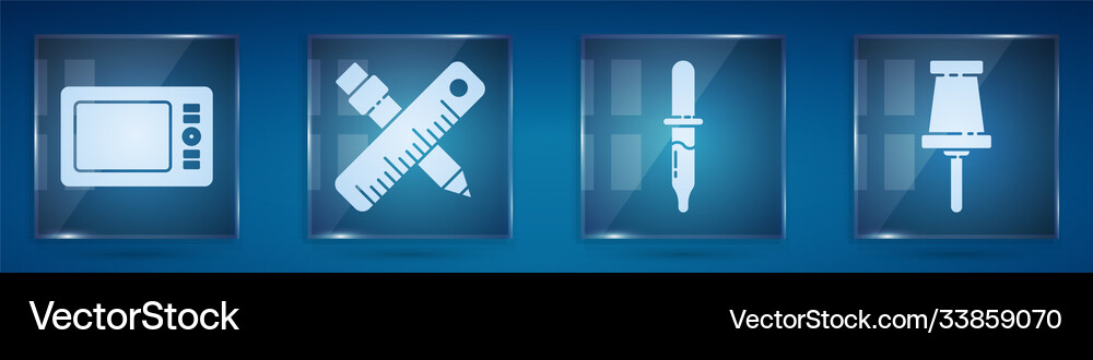 Set graphic tablet crossed ruler and pencil Vector Image
