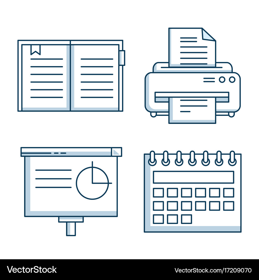 Set of business and office work elements Vector Image