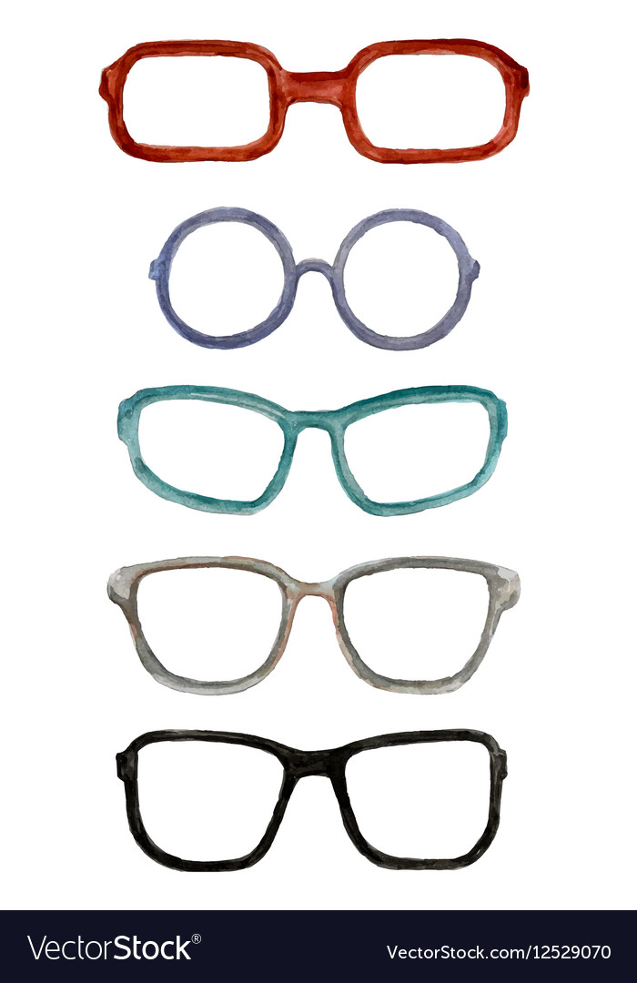 Set of watercolor male glasses Royalty Free Vector Image
