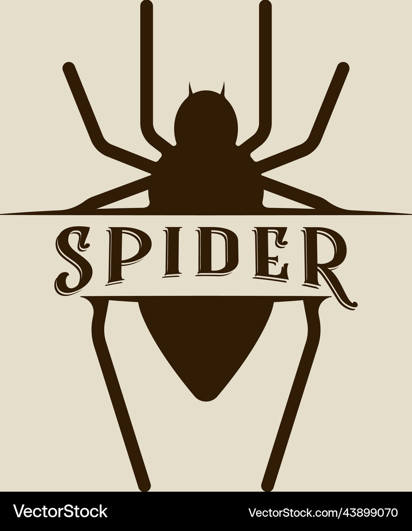 Silhouette spider logo simple vintage template Vector Image