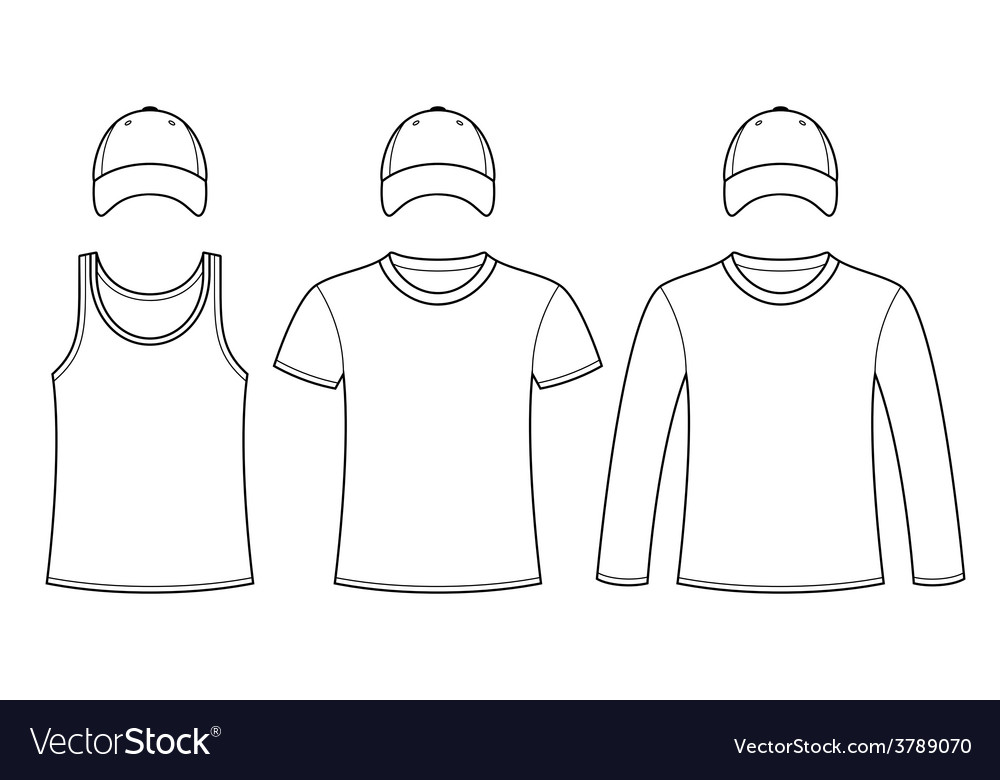 Singlet T-shirt Long-sleeved T-shirt and Cap Vector Image Singlet T-shirt Long-sleeved T-shirt and Cap Vector Image
