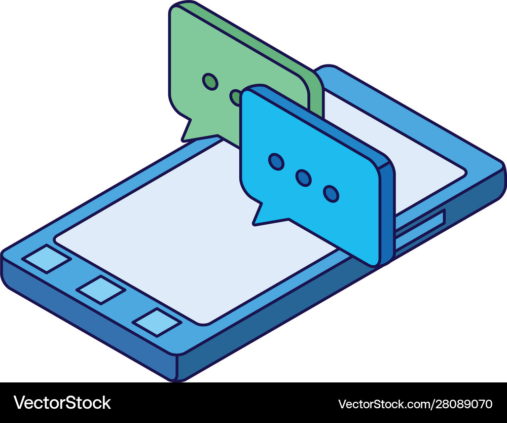 Speech bubbles and smartphone device icon Vector Image