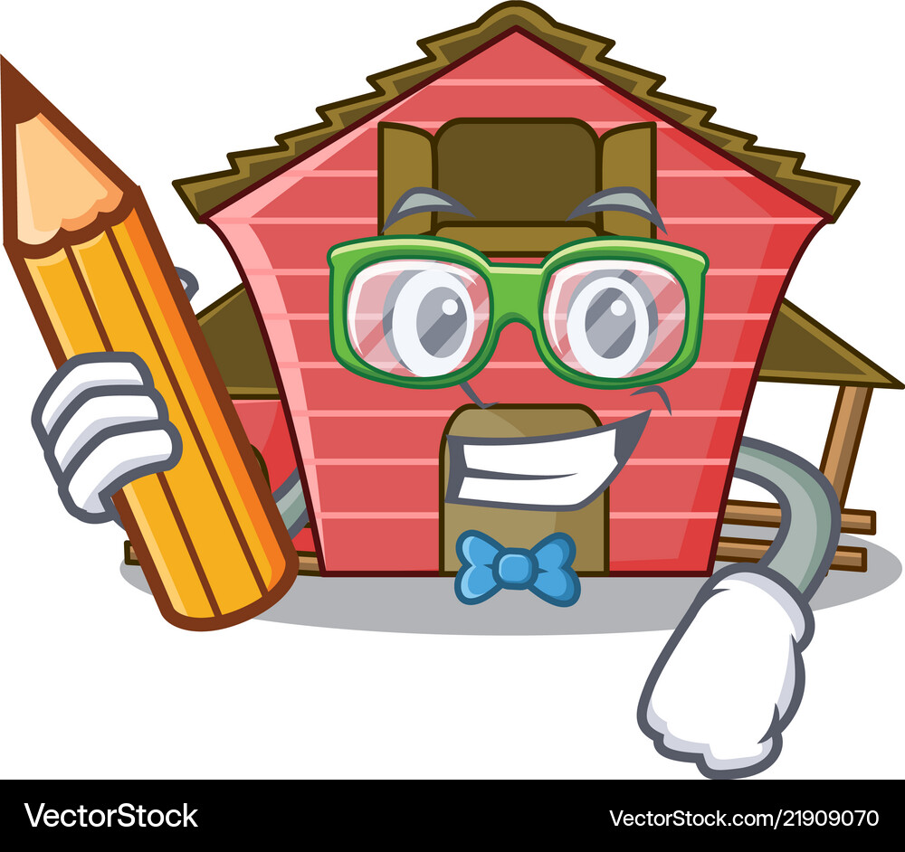 Student a red barn house character cartoon Vector Image