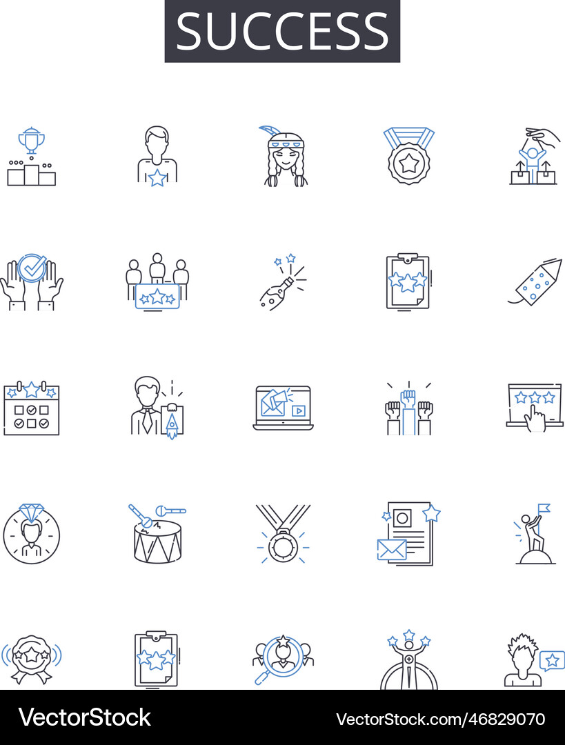 Success line icons collection prosperity Vector Image
